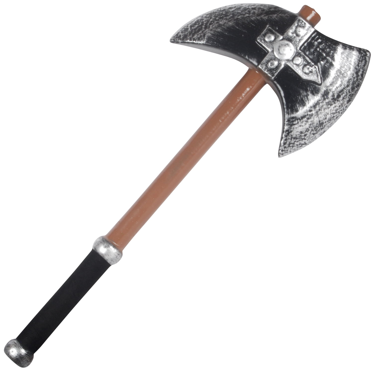 Star Power LARP Heavy Foam Barbarian Battle Axe, Black Brown Silver, 23 ...
