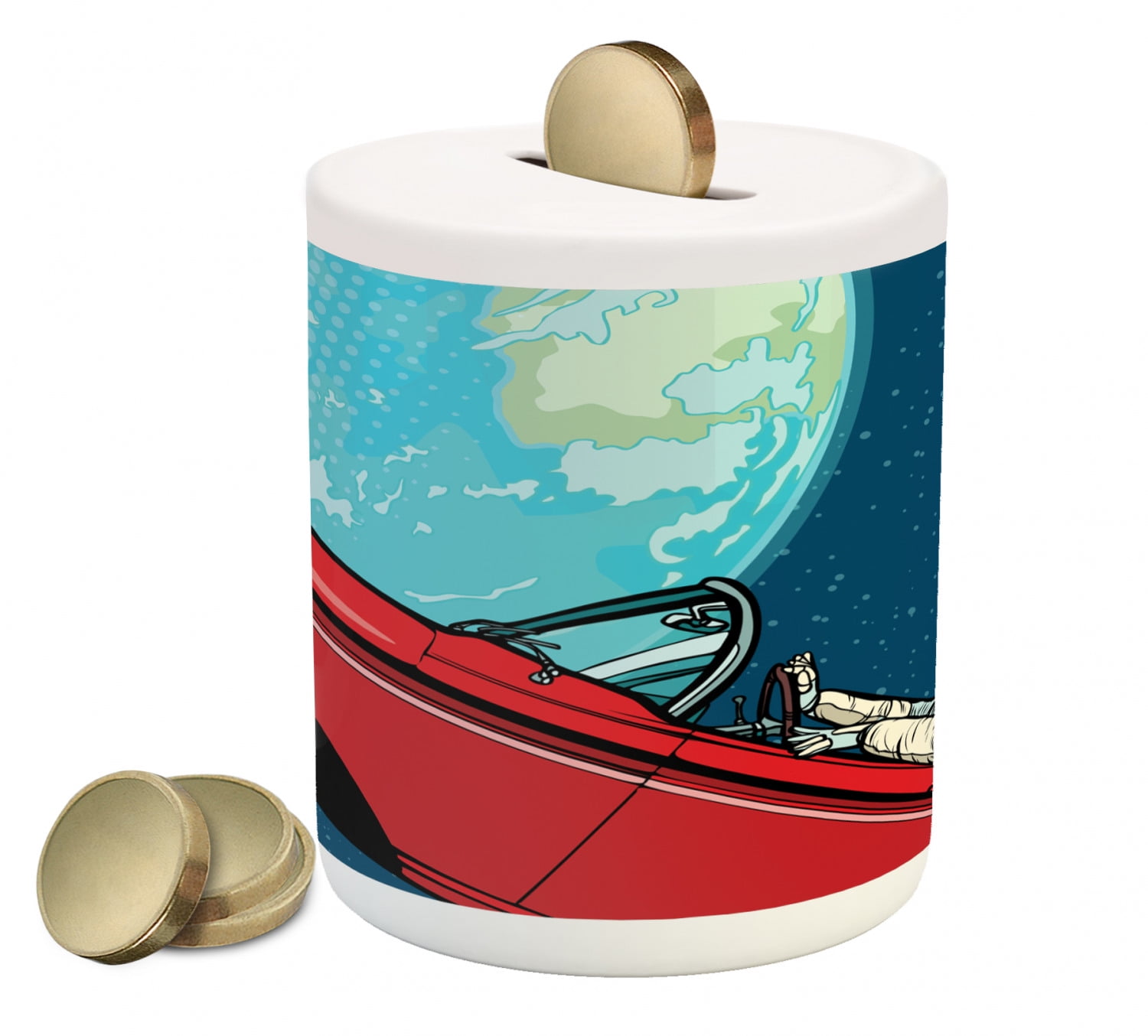 Piggy Bank For Boys Rocket Ship Piggy Bank With Key - Space Themed ...