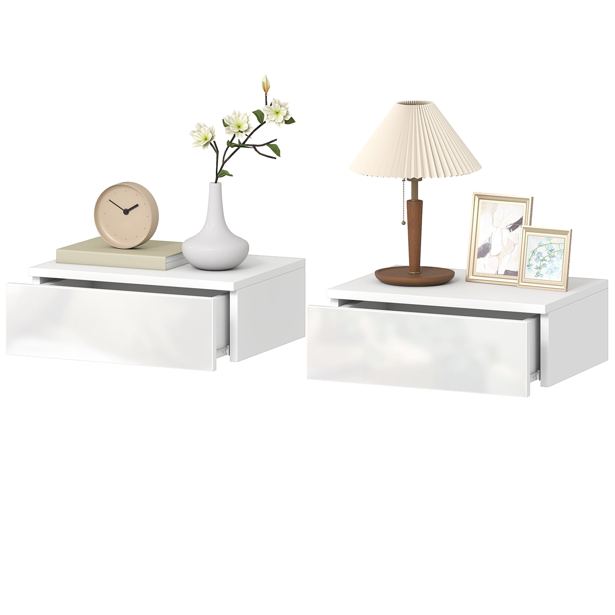 Click here for Cosotower Set Of 2 Wall Mounted Bedside Tables  Hi... prices