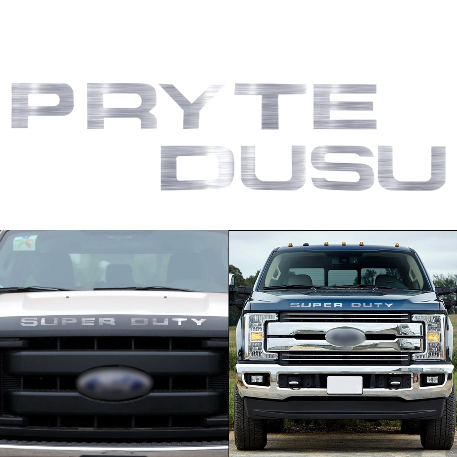 Brushed Silver Thin Vinyl Letters Decal Stickers For Ford F-250 F-350 F ...