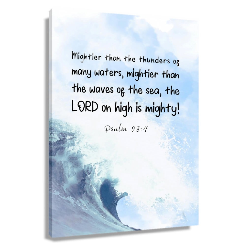 Bible Scripture Wall Art Psalm 93 4 Mightier Than The Waves of The Sea Poster Canvas Prints ...
