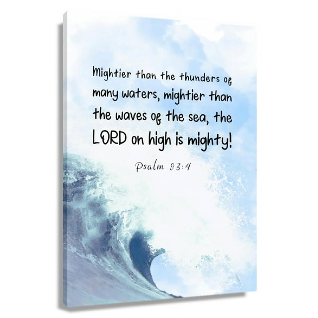 Bible Scripture Wall Art Psalm 93 4 Mightier Than The Waves of The Sea Poster Canvas Prints ...