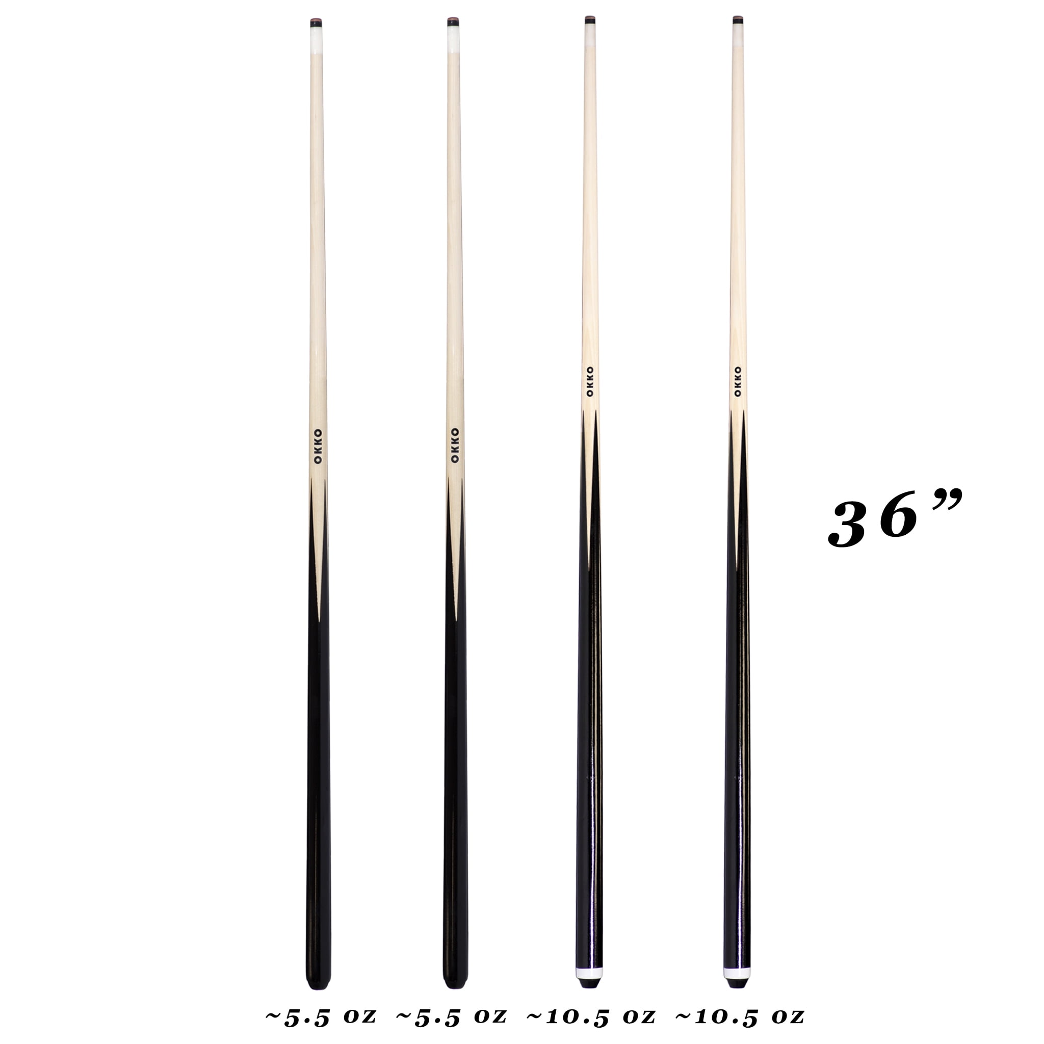 OKKO 1-Piece Pool Billiard House Bar Short Cue Sticks 36”, Screw-On Tip ...