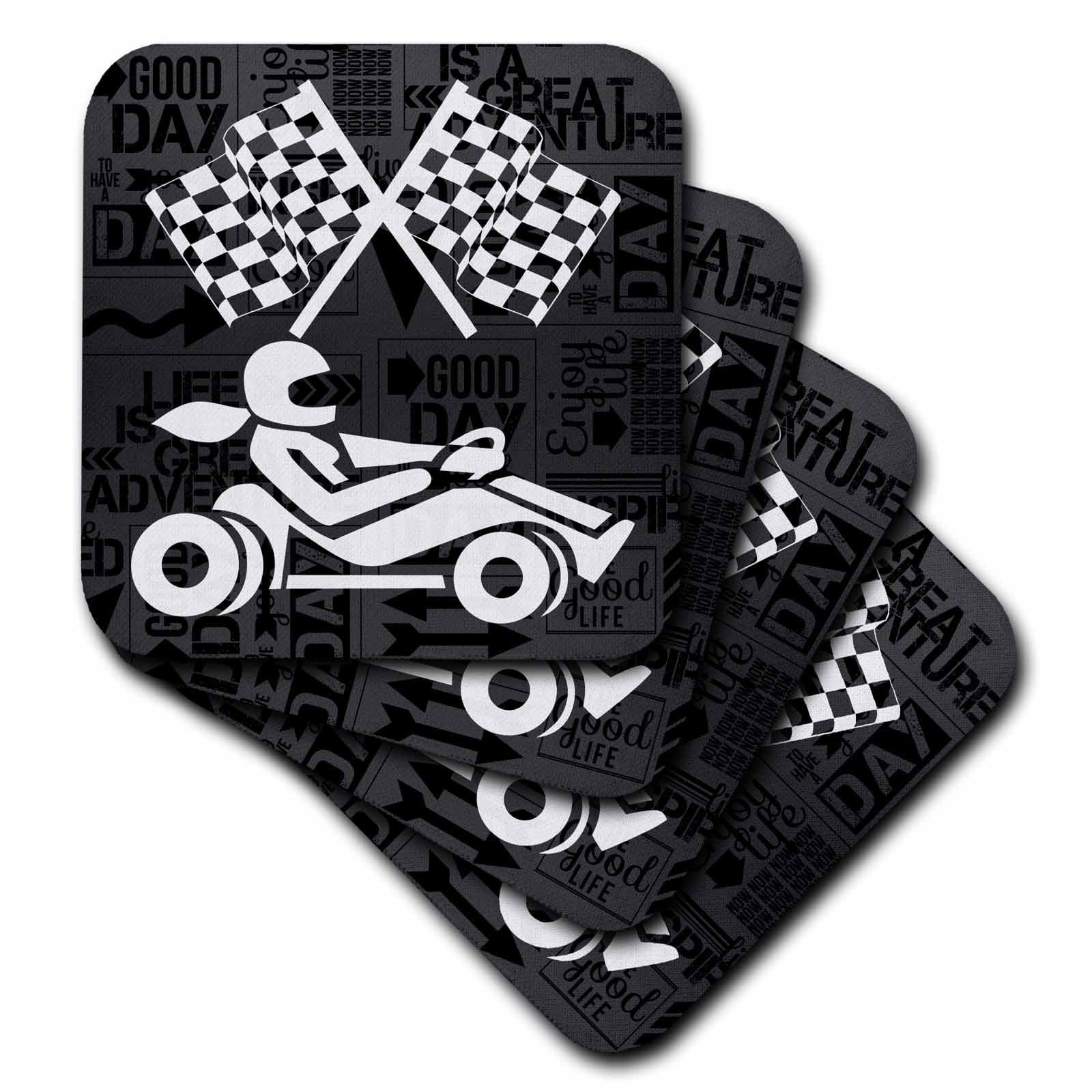Go-cart Racer Checkered Flags in Black and White Adventure Word Art set ...