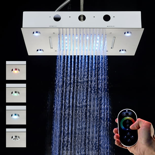 Ceiling Mounted Rainfall Waterfall Shower Head color changing led ...