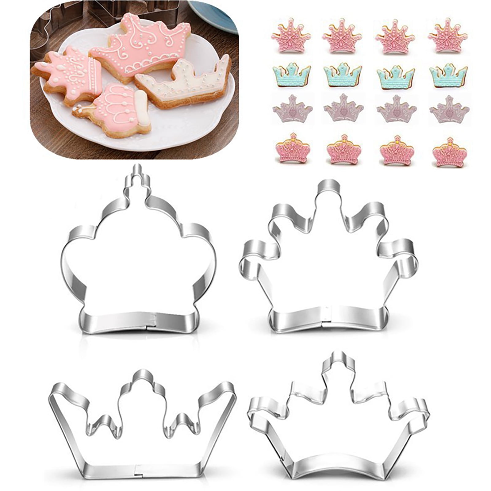 Shenmeida 8Pcs Stainless Steel Cookie Cutter 3D Crown Pattern Sugar ...