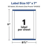 Avery Removable Rectangle Labels, 10" x 7", 50ct - Walmart.com