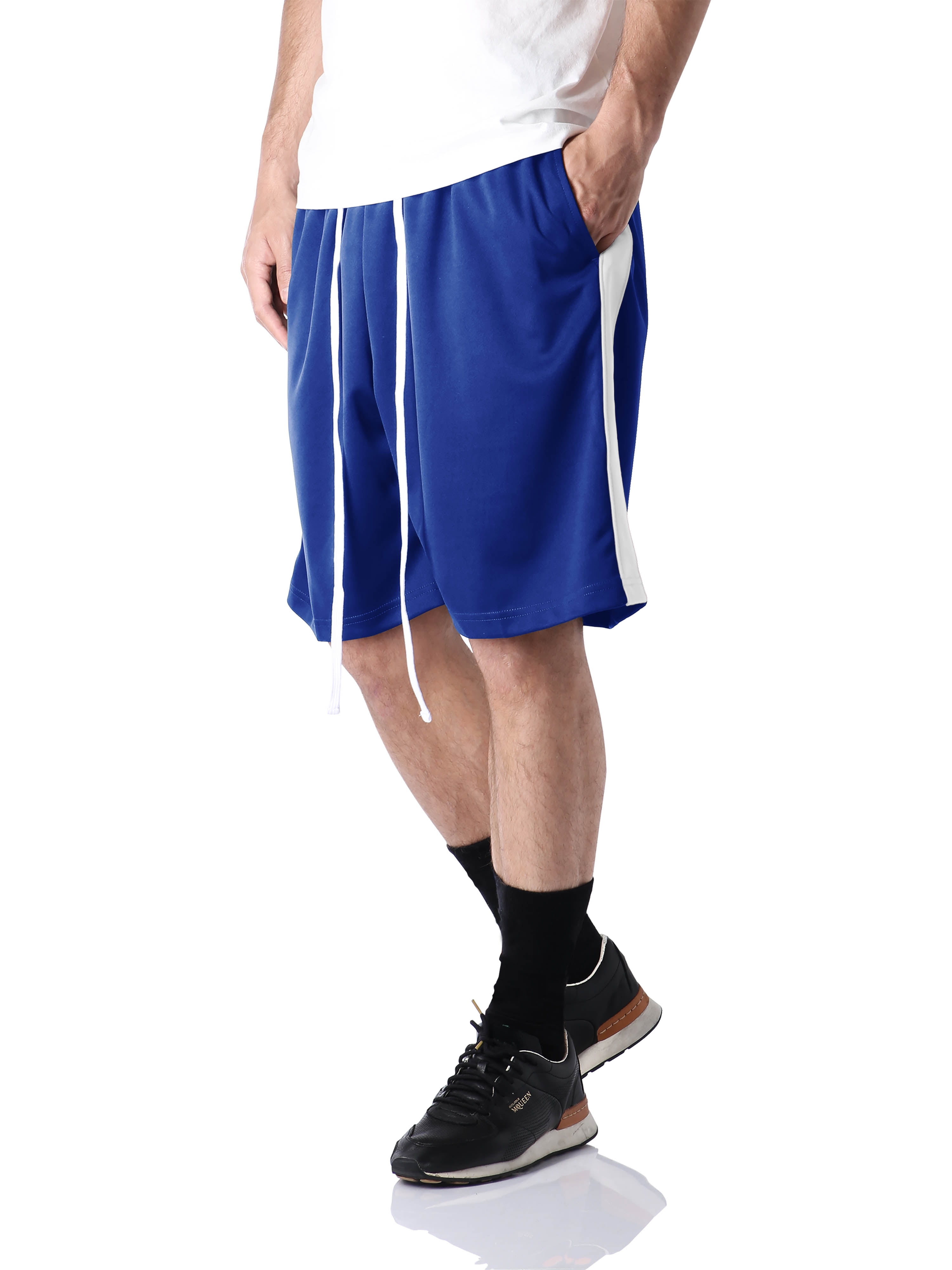 Ma Croix Men's Lightweight Stripe Track Shorts with Drawstring ...