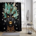 African American Shower Curtain for Bathroom, Woman Portrait Butterfly ...