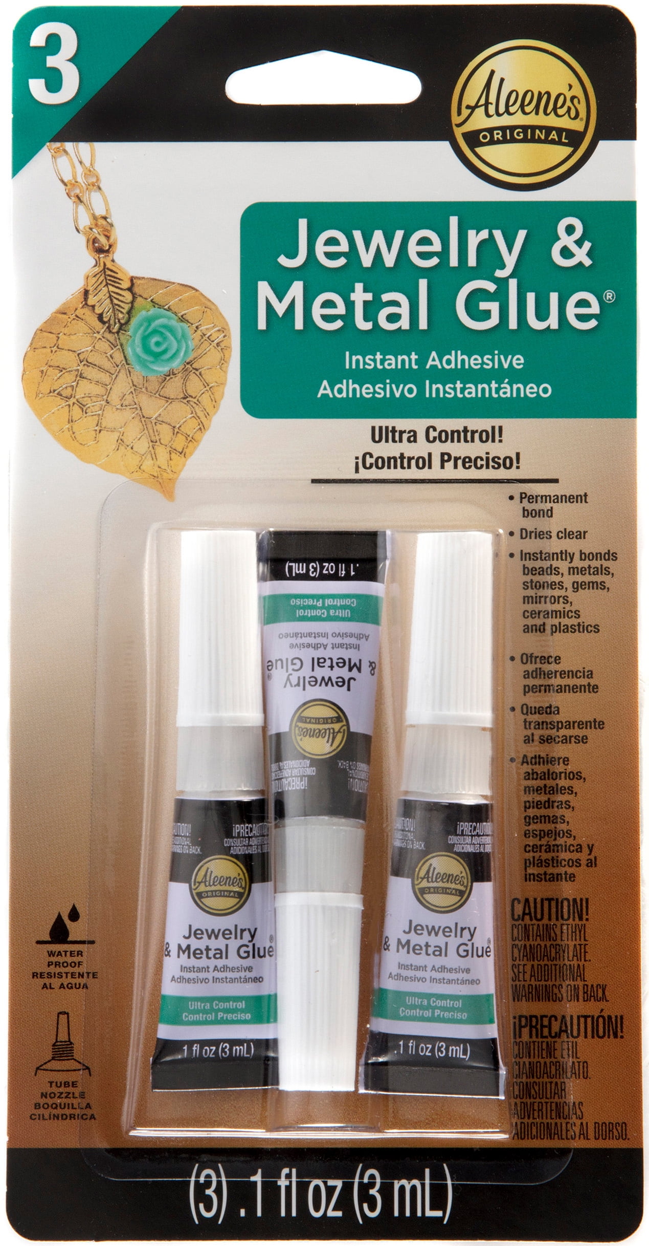Aleene's Jewelry & Metal Glue 0.1 fl oz 3 Pack, Dries Clear, Permanent ...