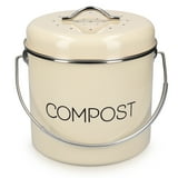 Navaris Compost Bin for Kitchen Counter - 1.3 Gallon (5L) Metal ...