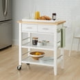 TRINITY Wood Kitchen Cart w/ Butcher Block Countertop, Drawers, Shelves ...