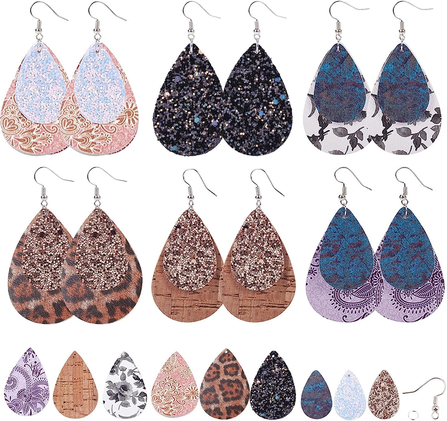 DIY Make 6 Pairs Double Leather Teardrop Drop Dangle Earring Making ...