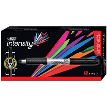 BIC Intensity Pro Marker Pen, Fine Point (0.5mm), Black, 12-Count ...
