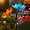 2PCS Solar Three Color Spinner Flower Lights, Solar Powered Wind ...