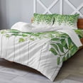 4 Piece Duvet Cover Set Full, Watercolor Green Leaves Farm Wood Soft ...
