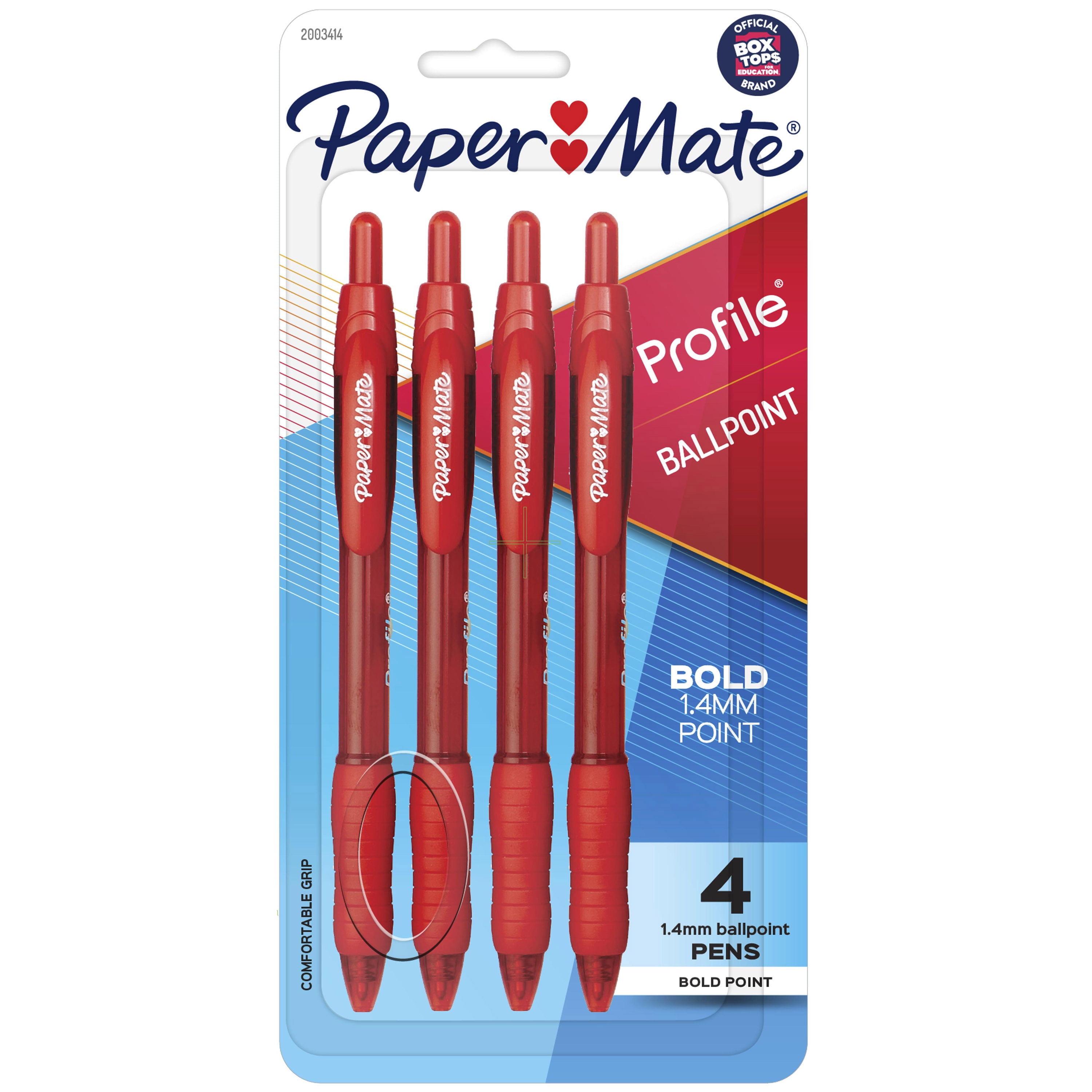 Paper Mate Profile Retractable Ballpoint Pens, Bold (1.4mm), Red, 4 ...