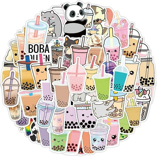 Bubble Tea Stickers 100pcs Cute Milk Tea Vinyl Waterproof Decals For ...