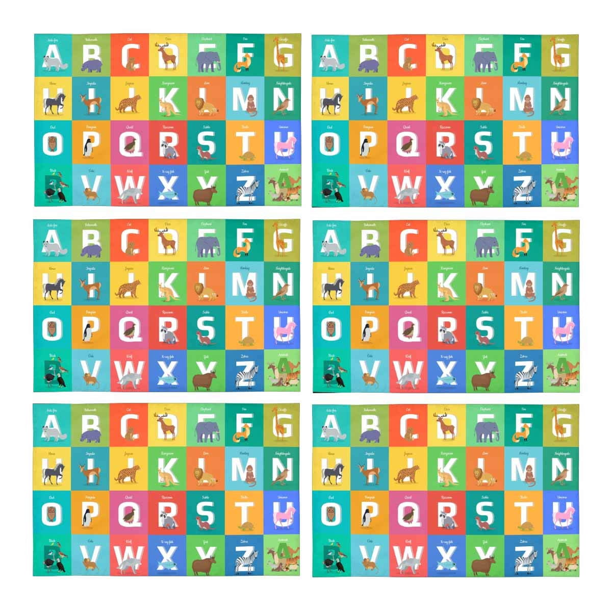 MKHERT Cute Alphabet Learning Chart with Cartoon Animals Placemats ...