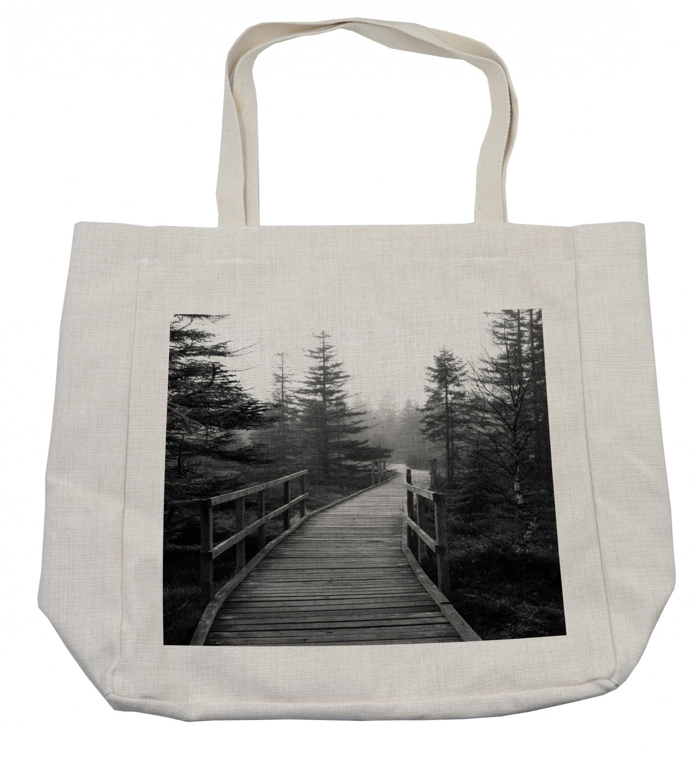 Landscape Shopping Bag, Pathway in Wilderness with Pine Trees Czech ...