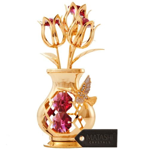 Matashi Crystal Decorative 24K Gold Plated Crystal Studded Flower ...