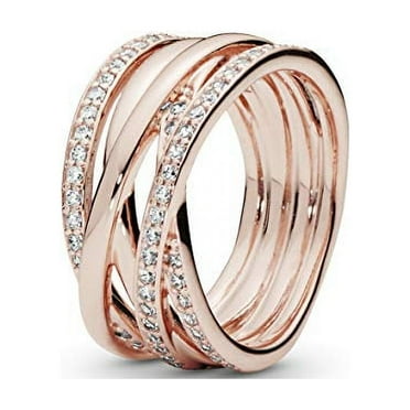 Pandora Sparkling & Polished Lines Ring Rose Gold 180919CZ-5 With Gift ...