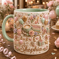 Birthday Coffee Mug Custom Name Cake Balloons Flowers Gift Coffee Cup ...