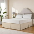 Pleated Waffle Weave Bed Skirt, Tailored Dust Ruffle 12 Inch Drop Easy ...