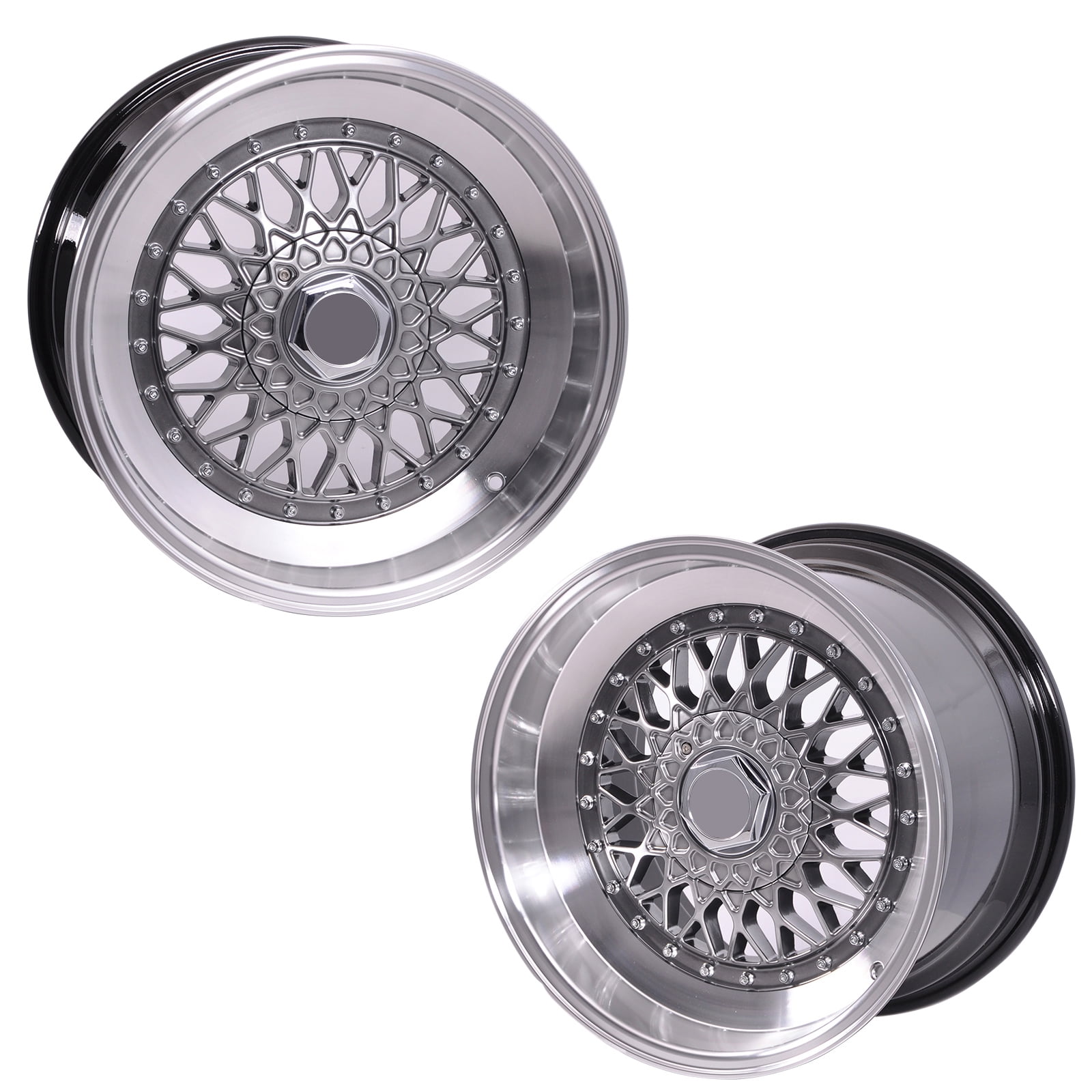 Ikon Motorsports (2) 17X8.5 +25 5X100 / 5X114.3 Step Lip Deep Dish Mesh ...