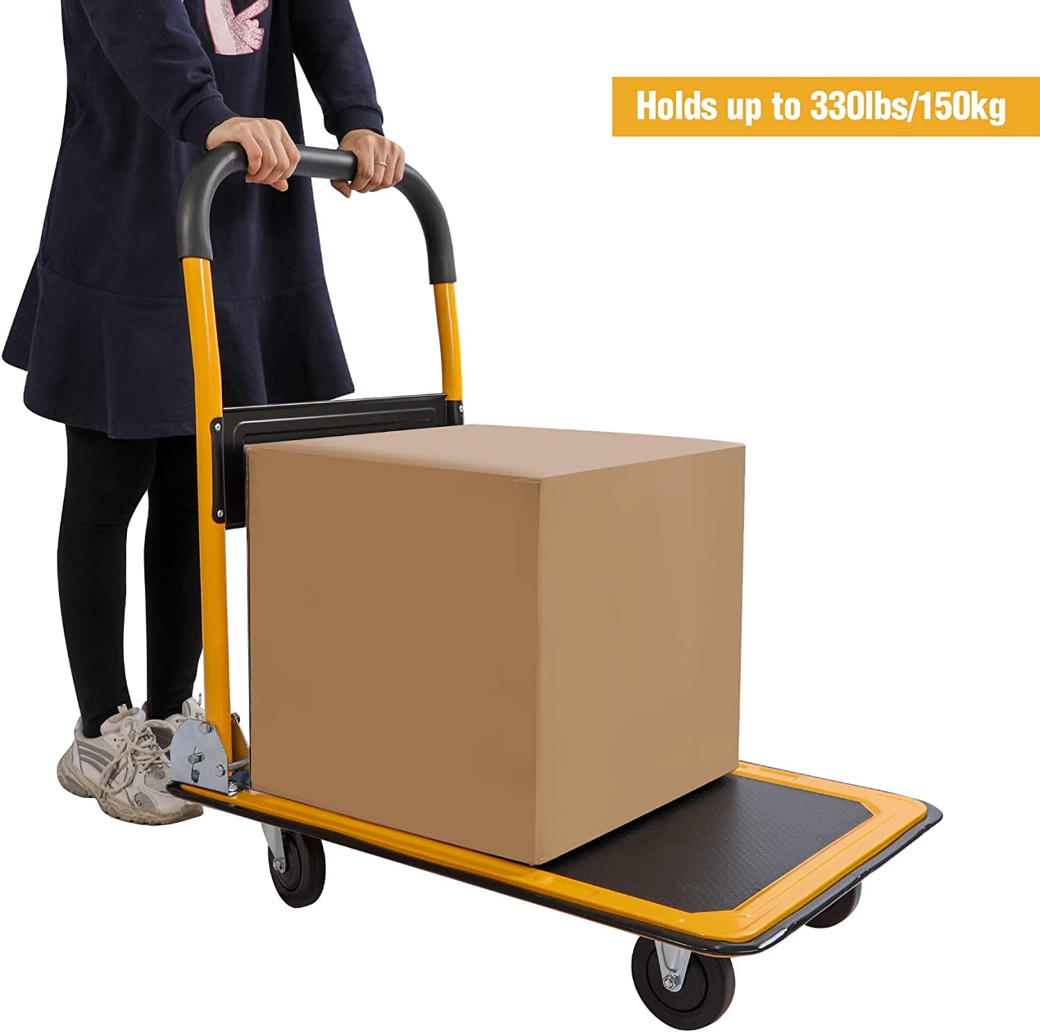 Buy REDCAMP Push Cart Dolly 330lbs, Heavy Duty Folding Platform Truck ...