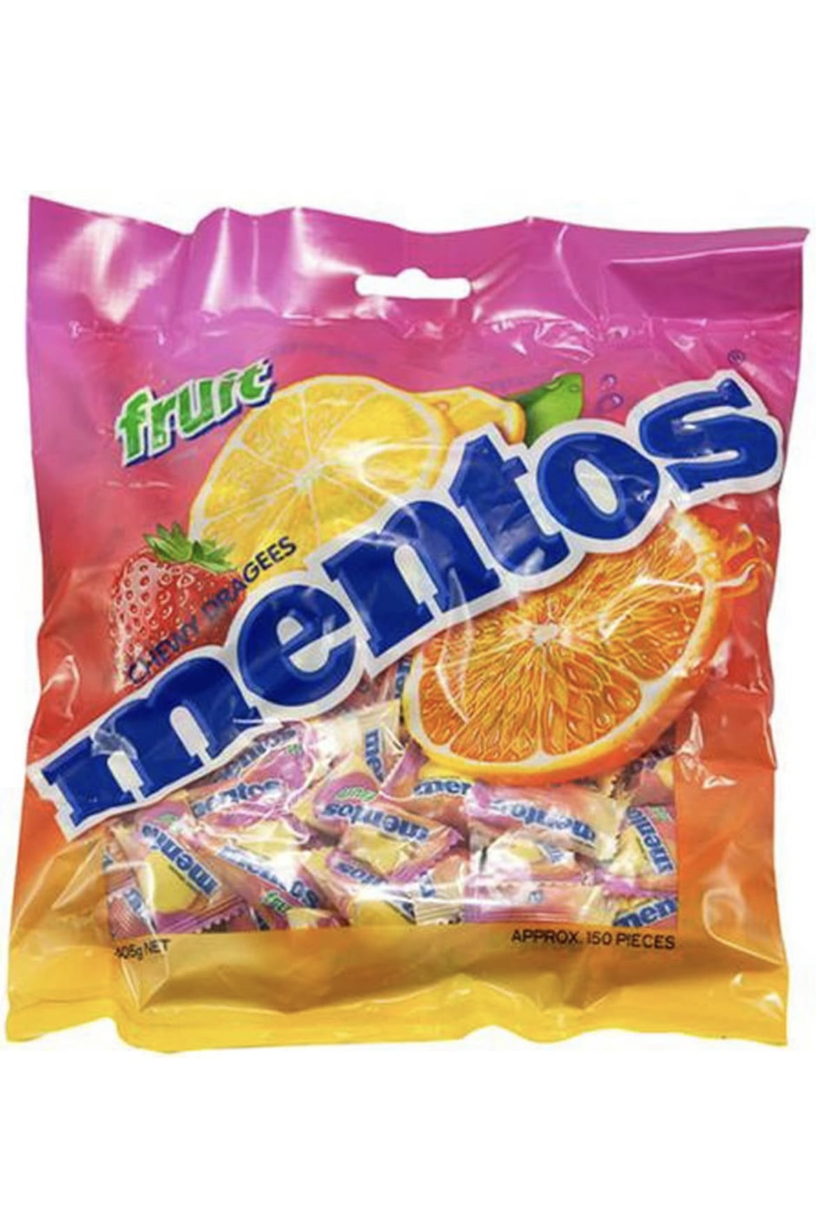 Mentos Fruit 150 Single Serve Pillow Packs 405g 14.3oz Large Bag ...