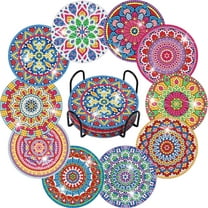 6 pcs Diamond Painting Coasters with Holder, Abstract Landscape Diamond ...