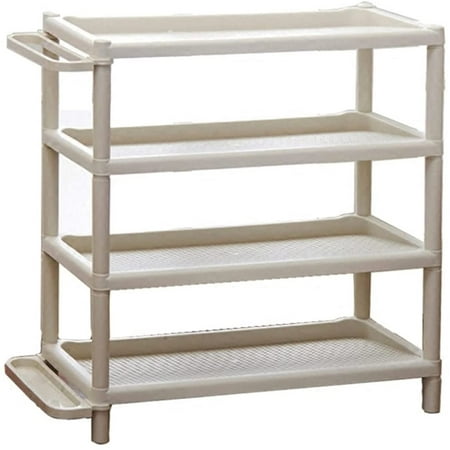 Vertical Shoe Rack 4-Tier Plastic Shoe Rack Free-Standing Space Saving ...