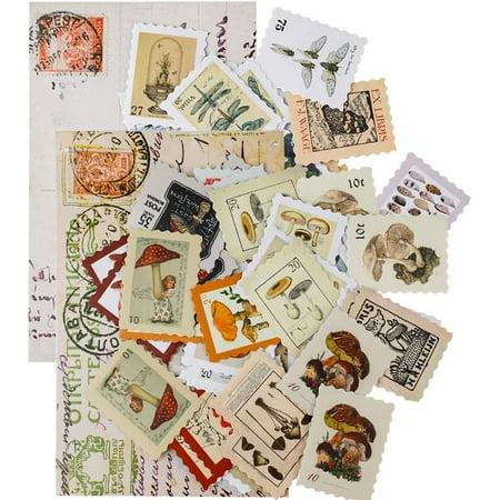 92Pcs Vintage Postage Stamp Stickers, Vintage Scrapbook Stickers Pack ...