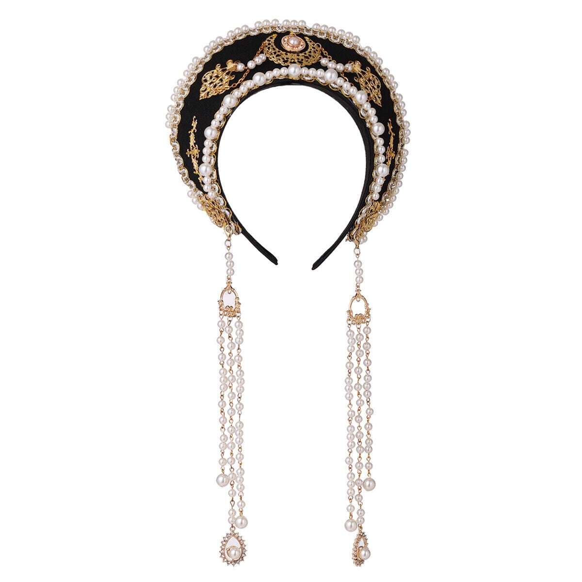 GRACEART Renaissance Women Tudor French Hood Headpiece Beads Chain ...