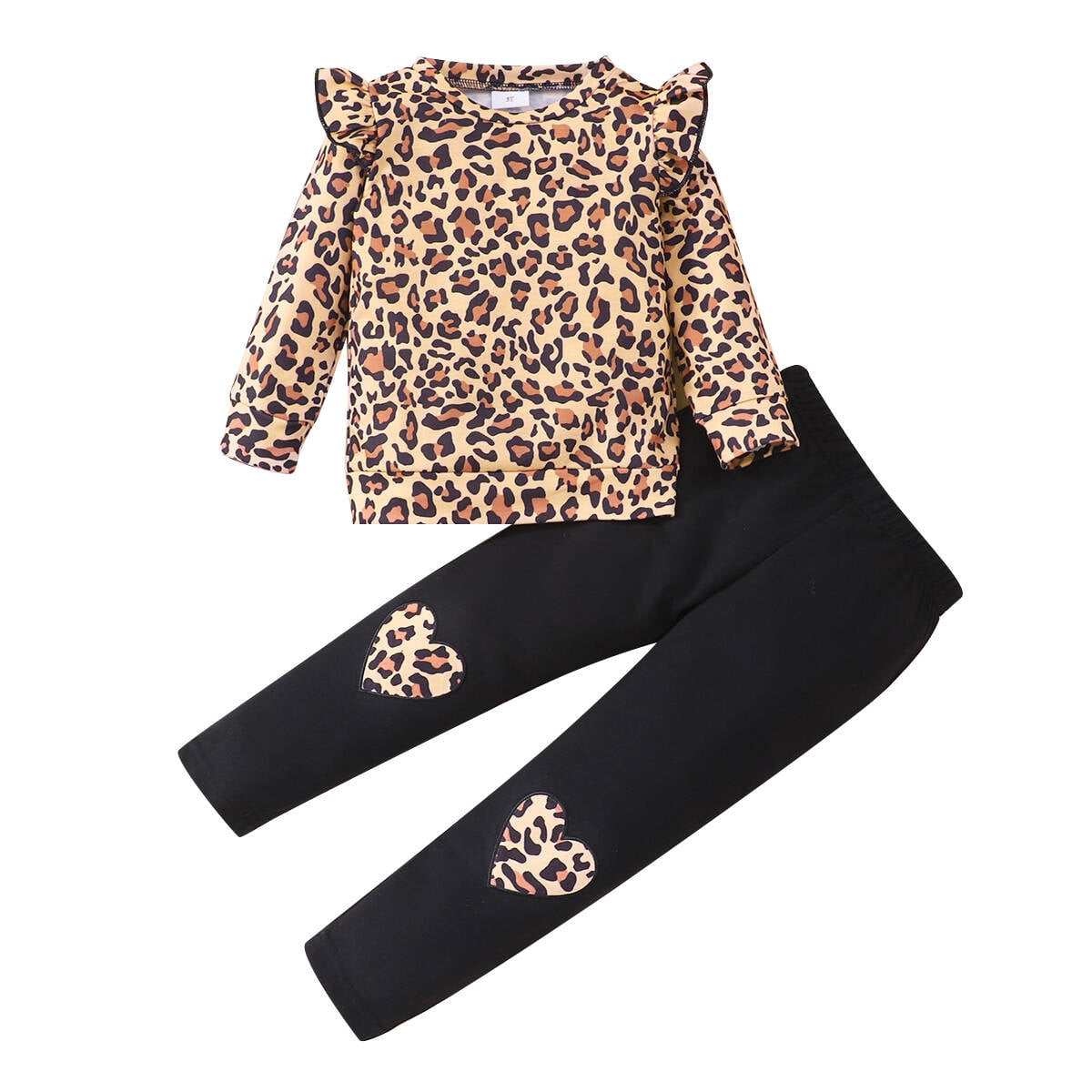 Popshion Little Girls Leopard Sweatshirt and Heart Pattern Pants Fall ...