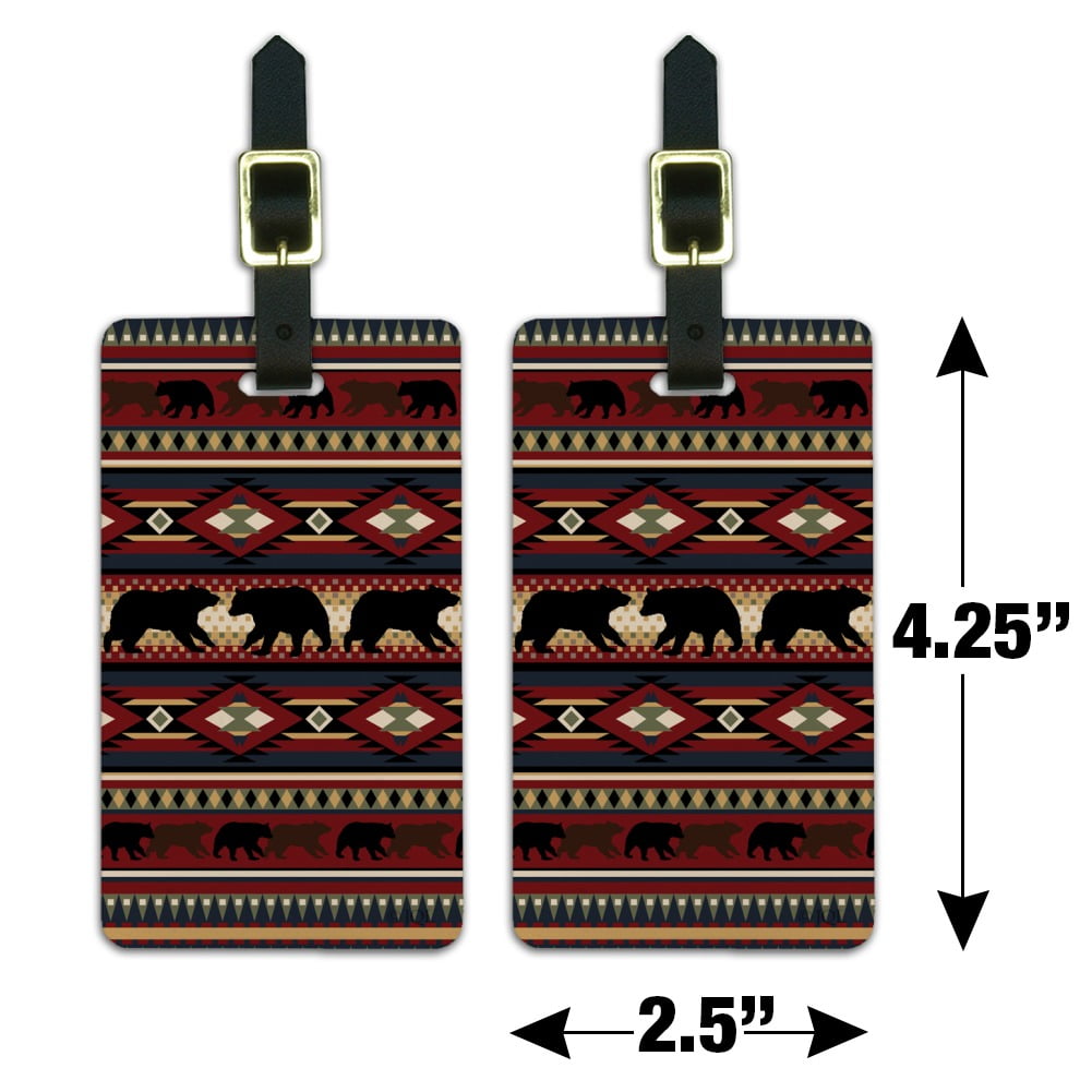 Black Bear Fever Western Indian Tribal Luggage ID Tags Suitcase Carry ...