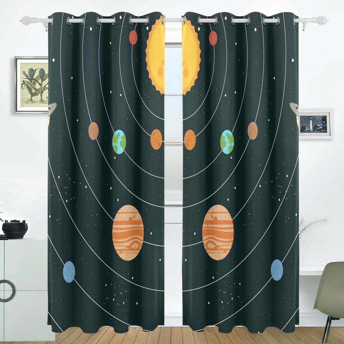 POPCreation Solar System Universe Window Curtain Blackout Curtains ...