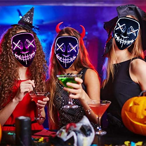 Halloween Led Light Up Mask, Purge Mask, Scary Mask Cosplay Led Costume ...