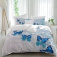 4 Piece Duvet Cover Set Cal king, Summer Ocean Blue Butterfly Soft ...