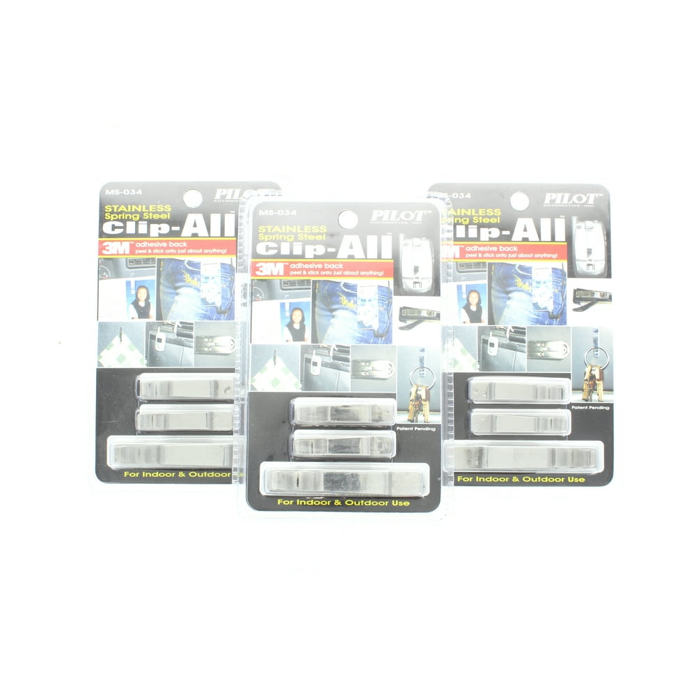 3M Clip-All Stainless Steel Spring Clips Adhesive Back Peel & Stick 9 ...
