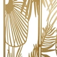 DecMode Gold Metal 3 Panel Room Divider with Palm Leaf Patterns 48 x 71 ...