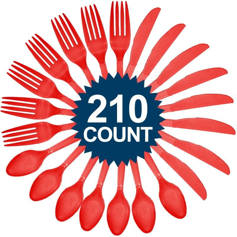 Red Cutlery Set - Value (210 Count) - Walmart.com - Walmart.com