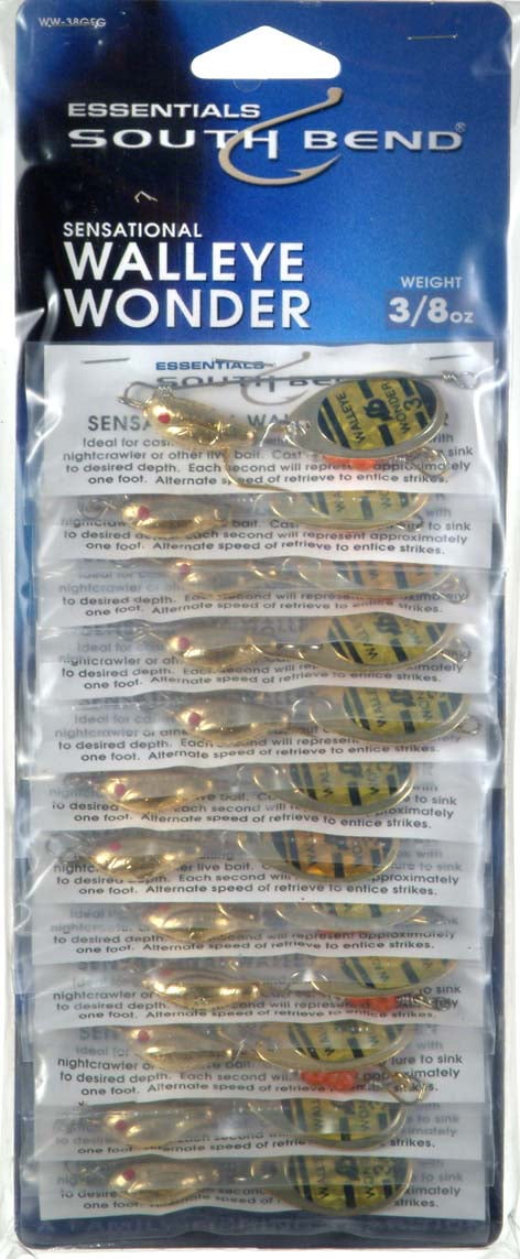 South Bend Walleye Wonder Freshwater Fishing Spinner Lure, Gold, 3/8 oz ...