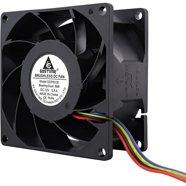 GDSTIME 80mm x 38mm DC 12V PWM Computer Fan Muffin Fan Brushless ...