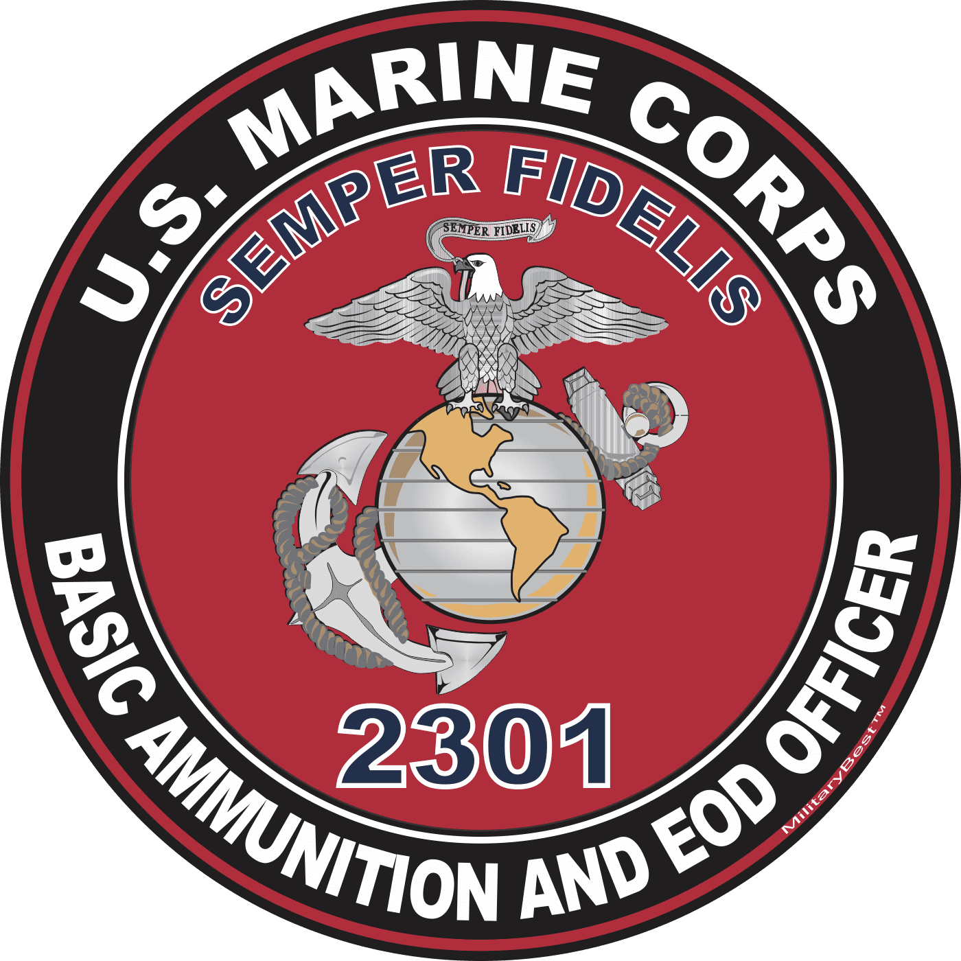 U.S.M.C. MOS 2301 Basic Ammunition and EOD Officer Decal 3.8" - Red ...