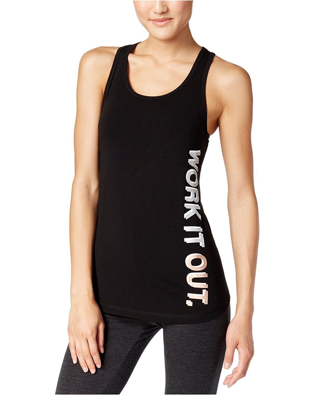 Ideology - Ideology Women's Work It Out Metallic Slogan Tank Top (L ...