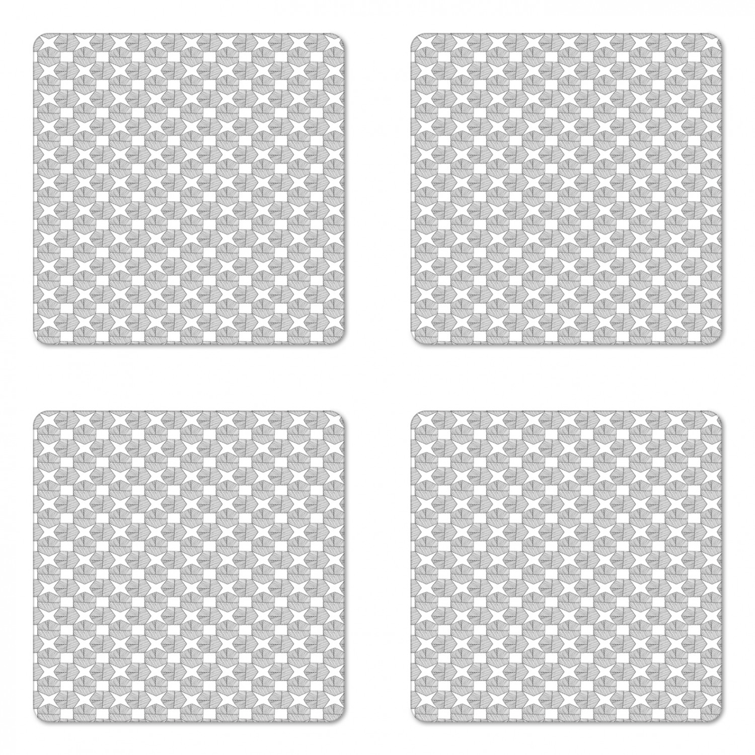 Geometric Coaster Set of 4, Illustration of Squares and Stars Connected ...