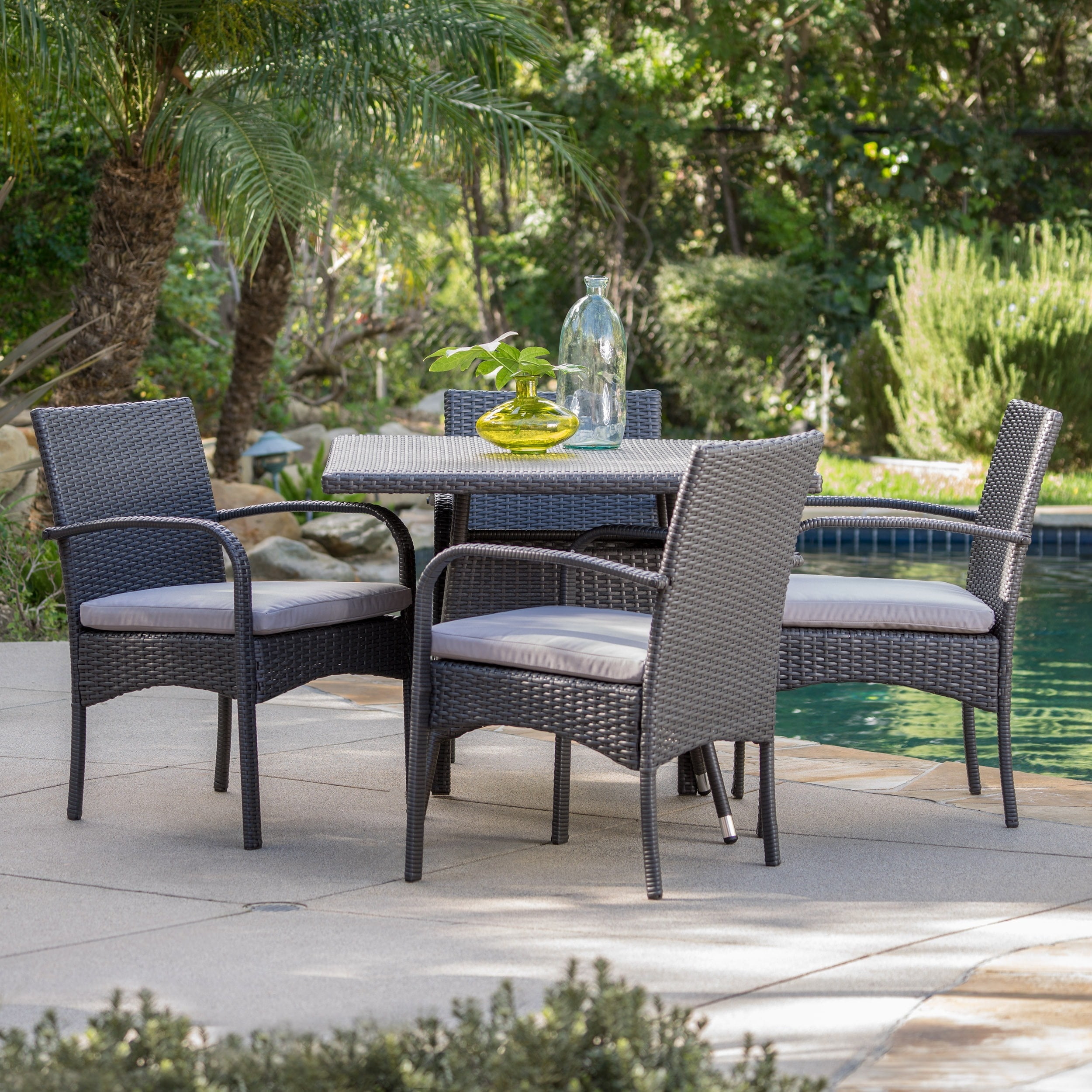 Christopher Knight Home Patterson Outdoor 5-piece Square Wicker Dining ...