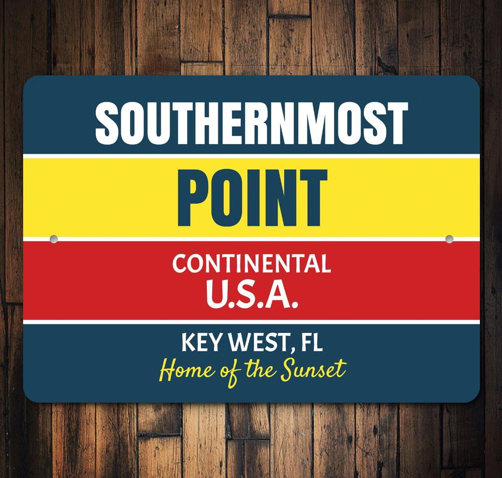 Southernmost Point Novelty Decor, Metal Wall Sign - 10x14 Inches ...